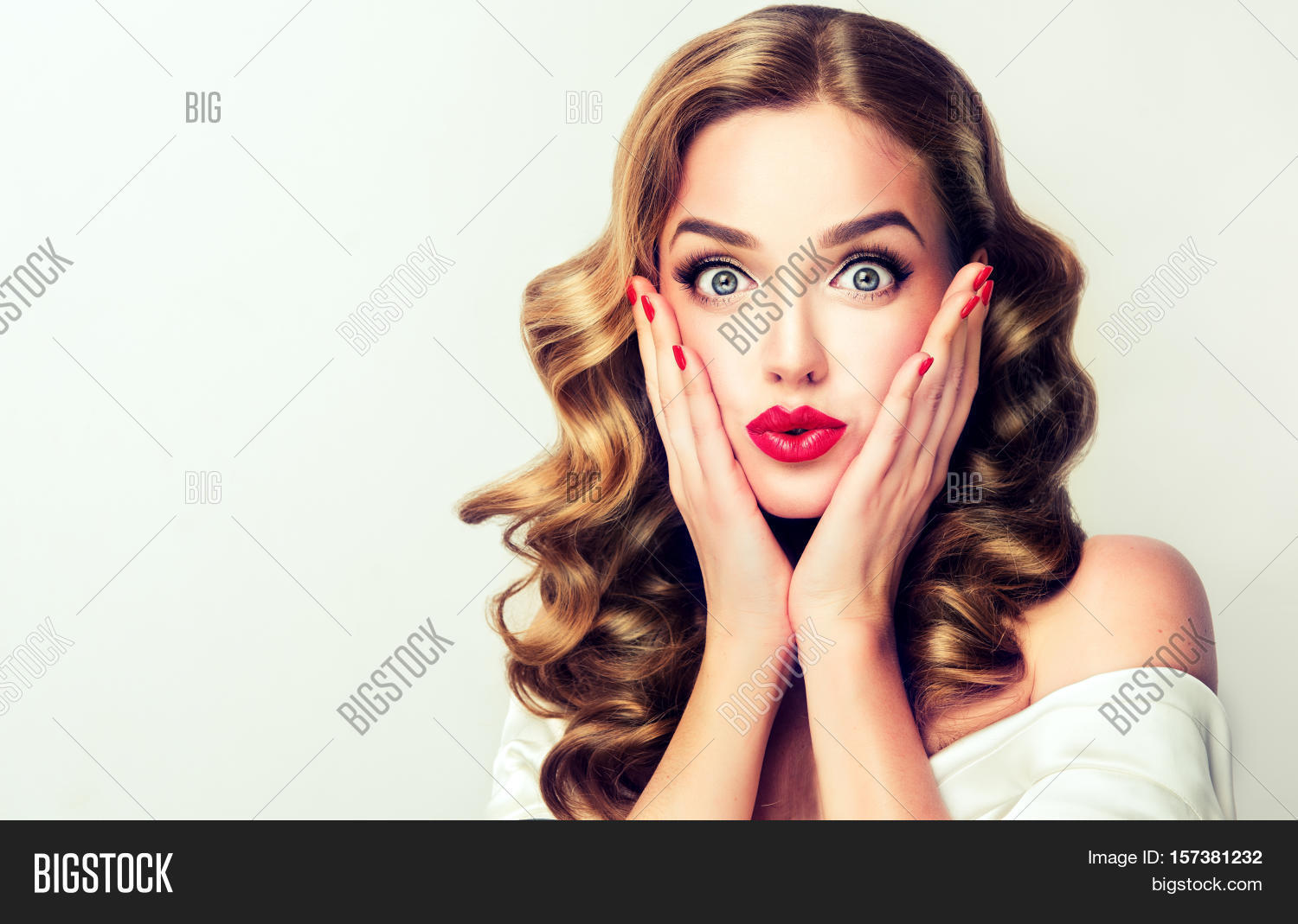 Woman Surprise Showing Image And Photo Free Trial Bigstock