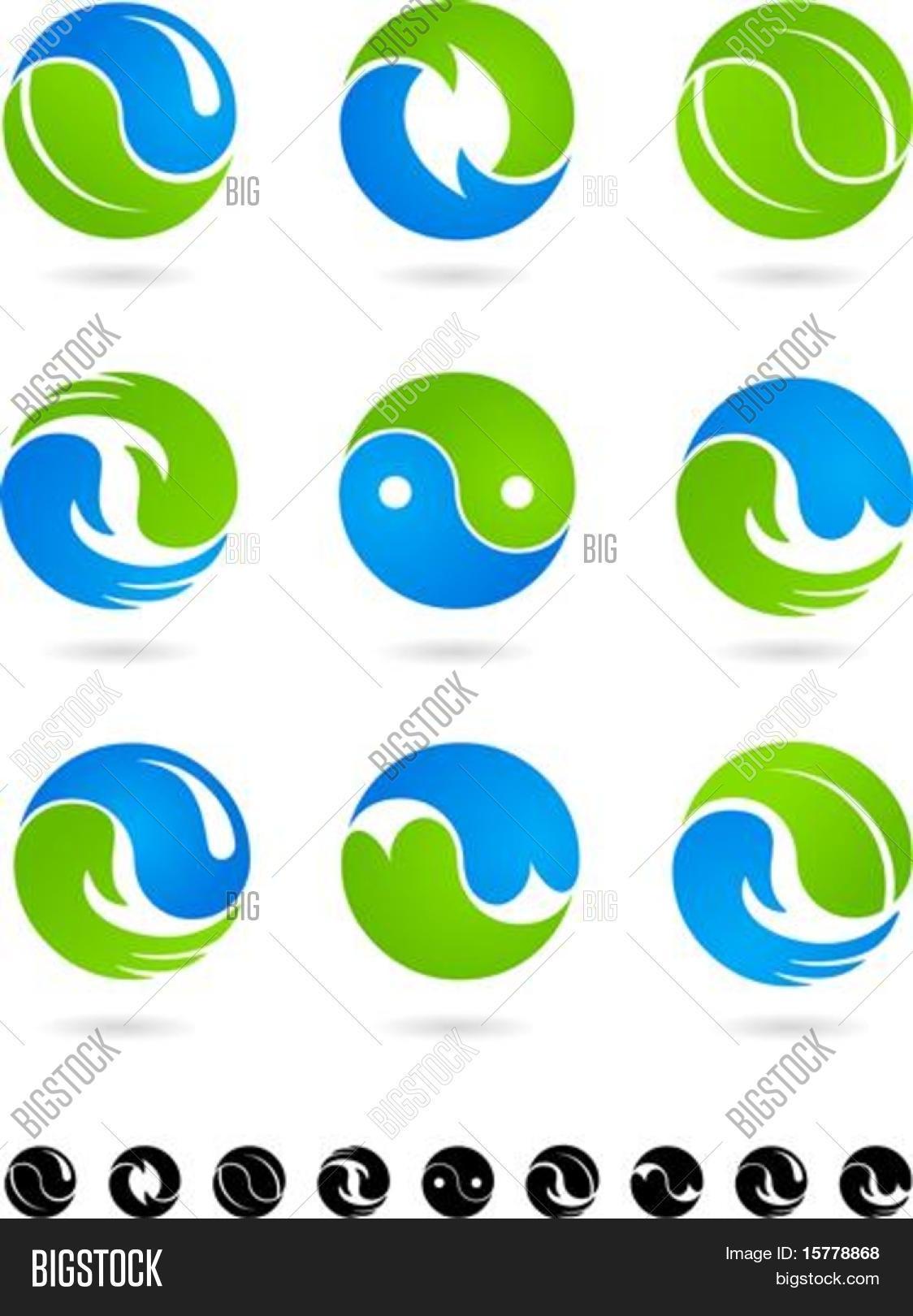 Set Blue Green Yin Vector & Photo (Free Trial) | Bigstock