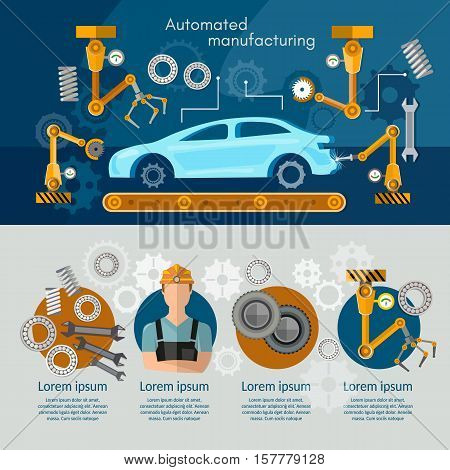 Car Assembly Line Illustration