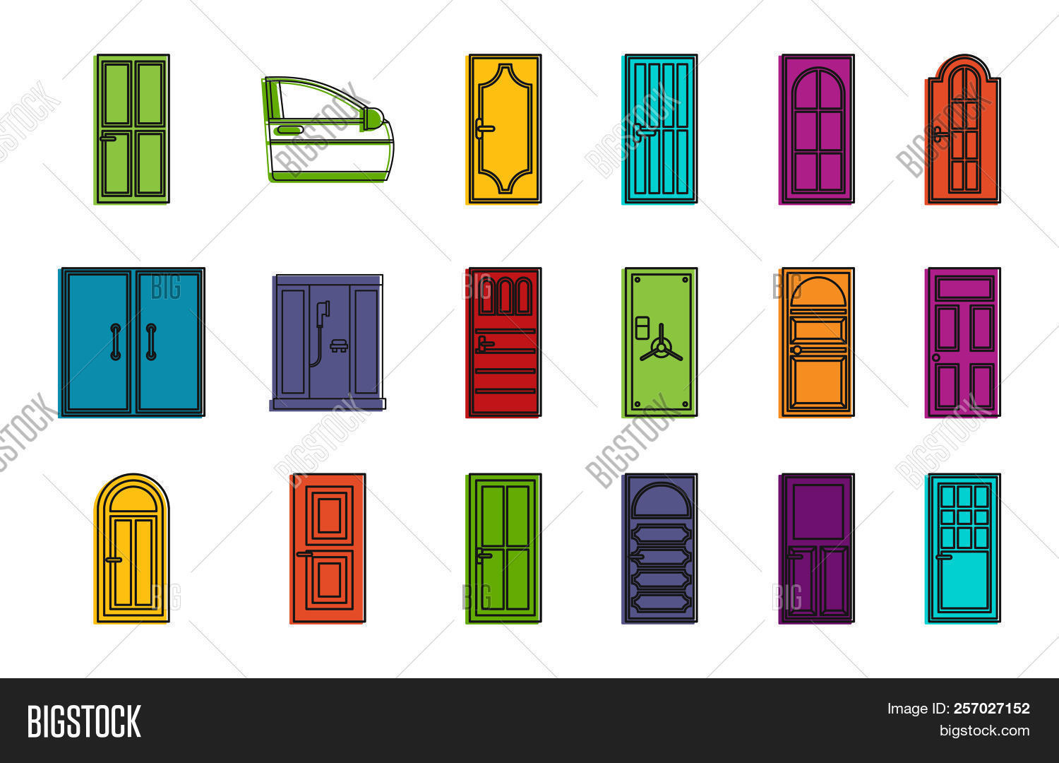 Door Icon Set. Color Image & Photo (Free Trial) | Bigstock