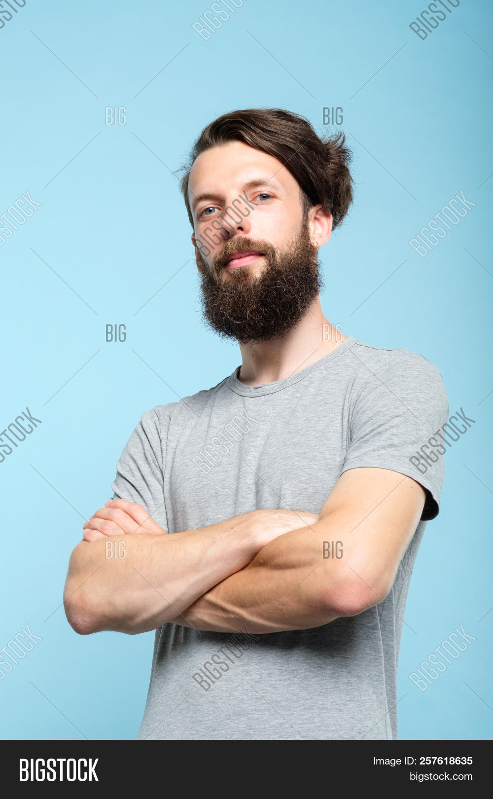Bearded Man On Blue Image & Photo (Free Trial) | Bigstock