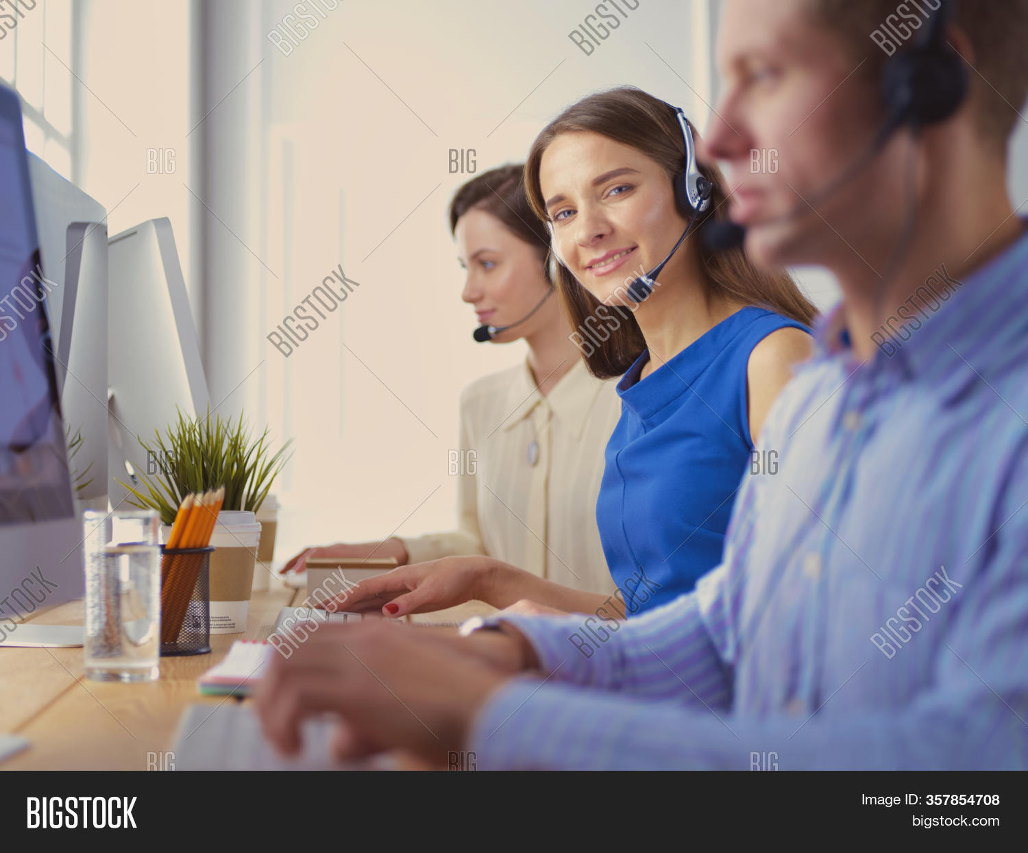 Smiling Call Center Image & Photo (Free Trial) | Bigstock