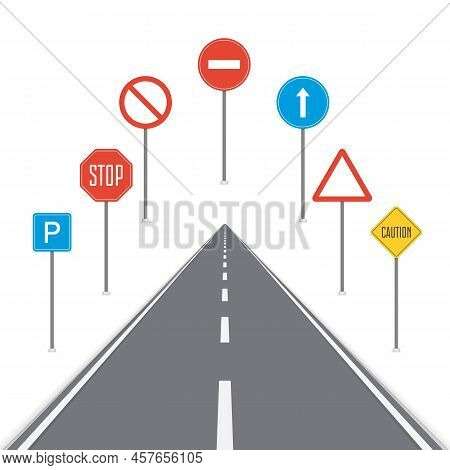 Set Road Signs Road Vector & Photo (Free Trial) | Bigstock