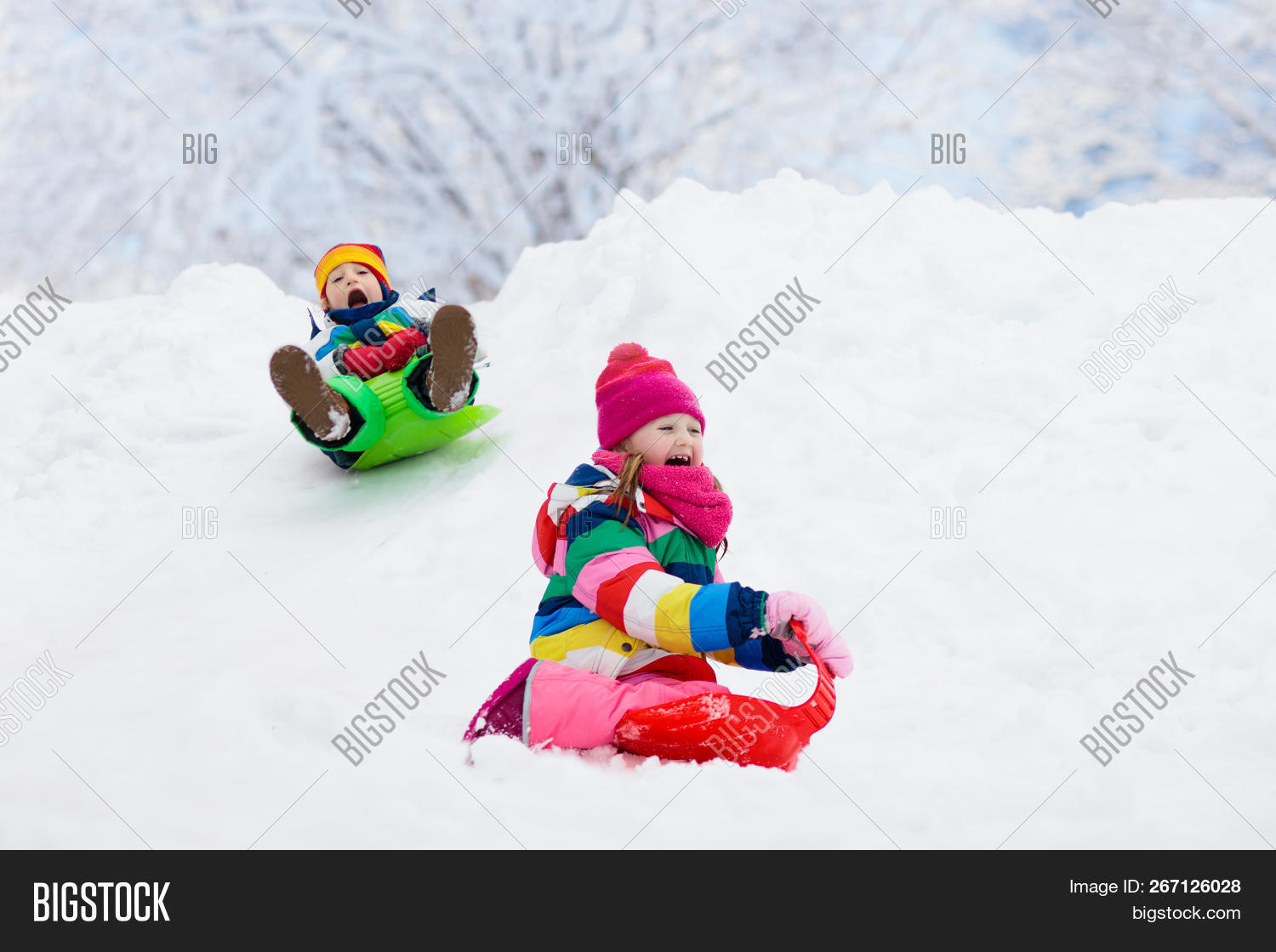 Kids Play Snow. Winter Image & Photo (Free Trial) | Bigstock