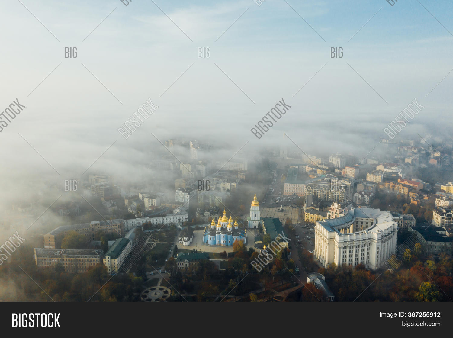 Aerial View City Fog Image & Photo (Free Trial) | Bigstock