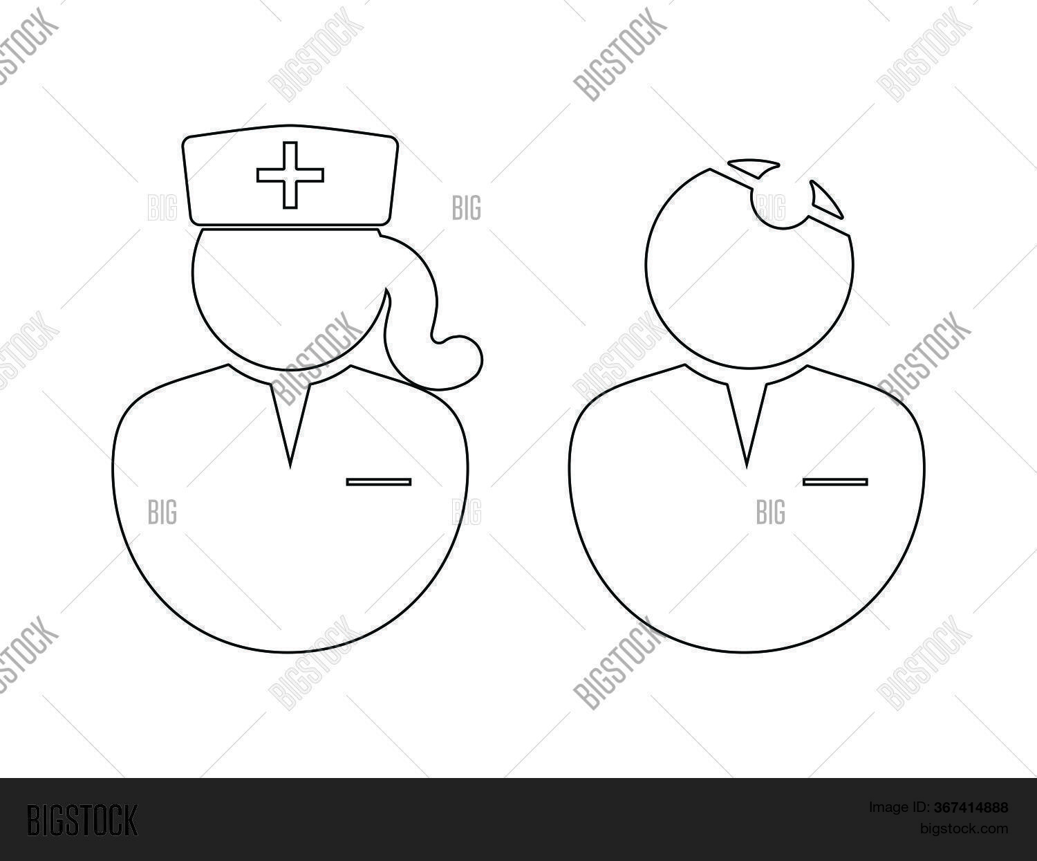 Doctor Nurse Outline Vector & Photo (Free Trial) | Bigstock