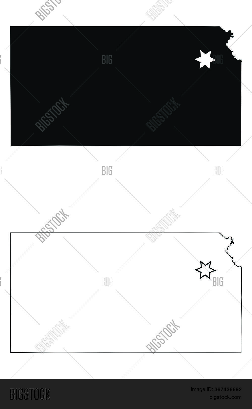 Kansas Ks State Maps Vector & Photo (Free Trial) | Bigstock