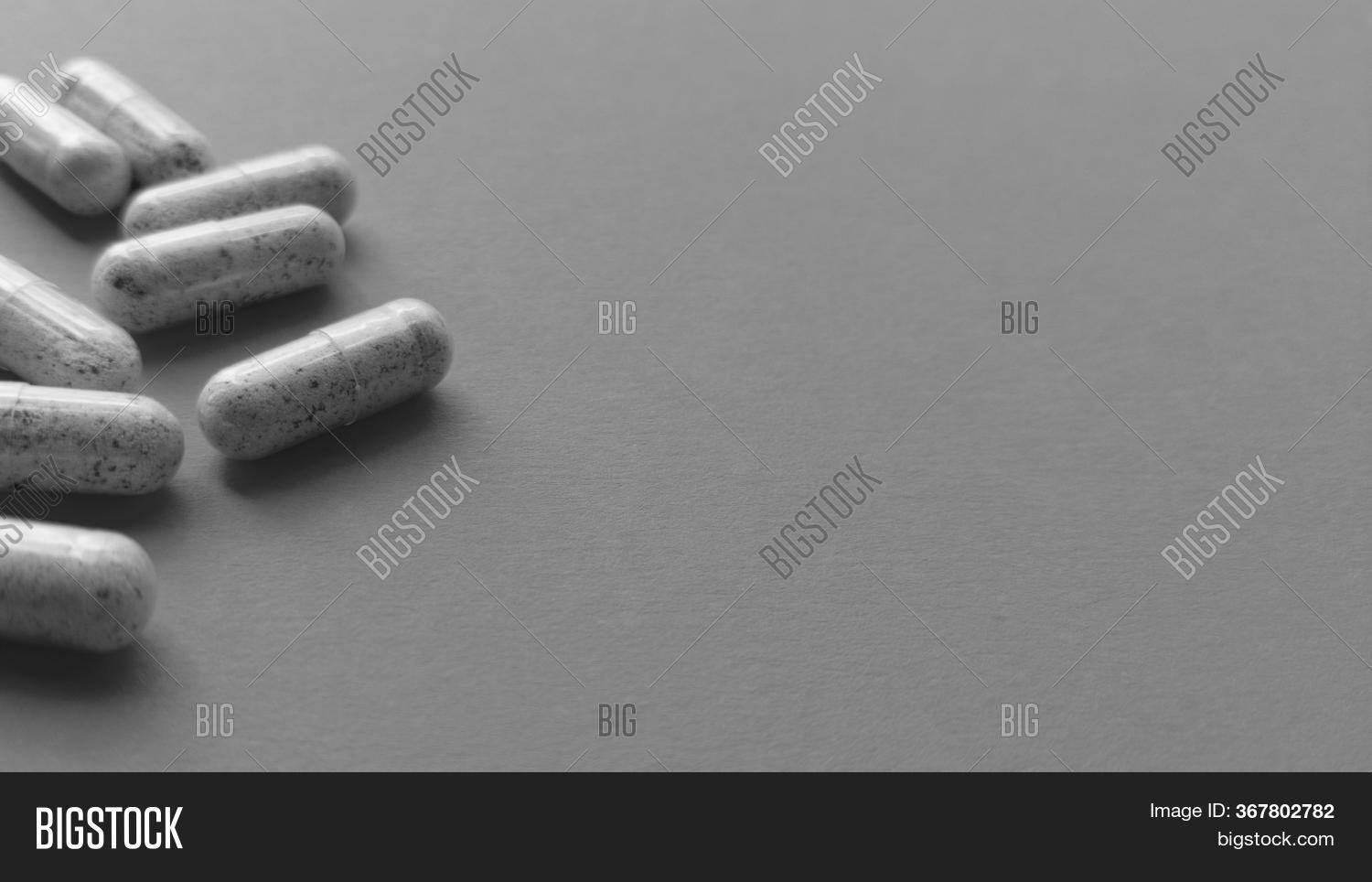 Pill Capsules On Grey Image & Photo (Free Trial) | Bigstock