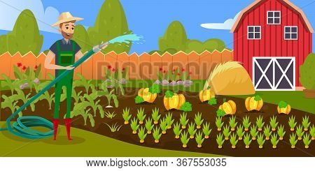 Farmer Watering Vector & Photo (Free Trial) | Bigstock
