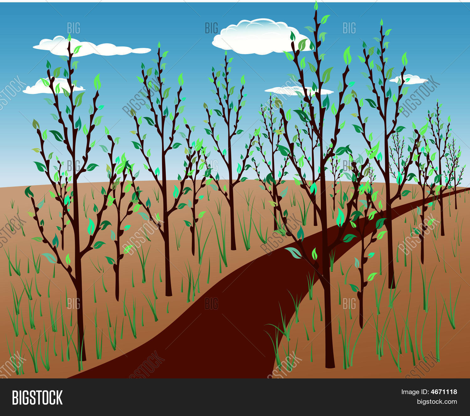 Spring Landscape Vector & Photo (Free Trial) | Bigstock