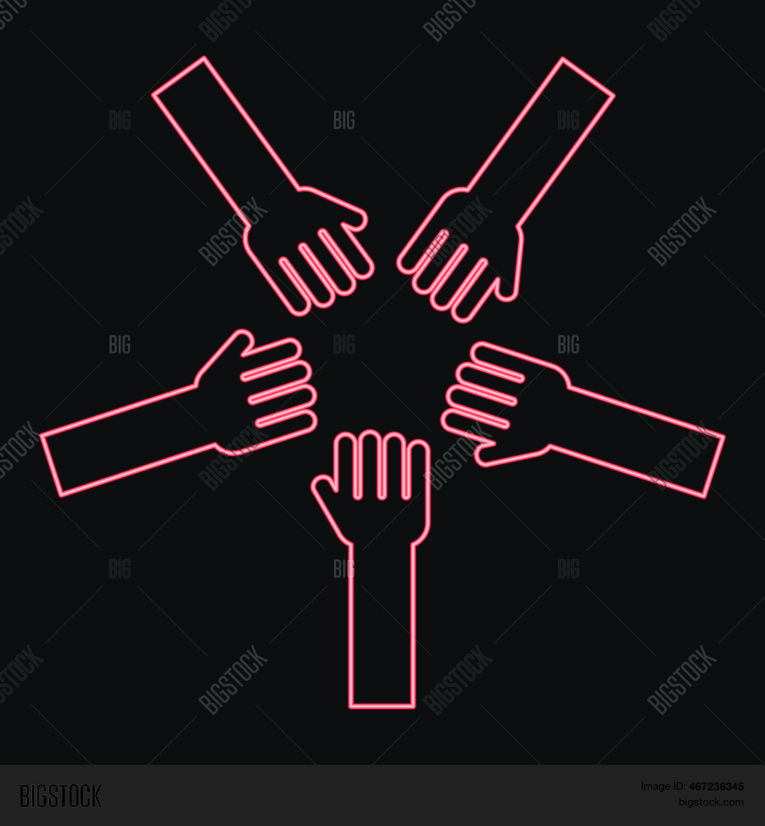 Neon Five Hands Group Vector & Photo (Free Trial) | Bigstock