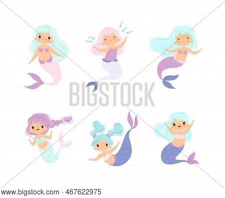 Cute Mermaid Waving Vector & Photo (Free Trial) | Bigstock