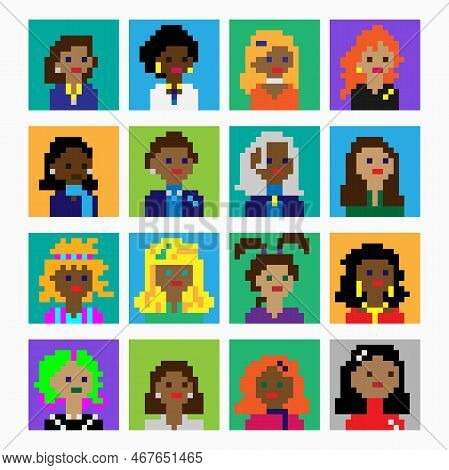 Set Pixel Avatars. Vector & Photo (Free Trial) | Bigstock