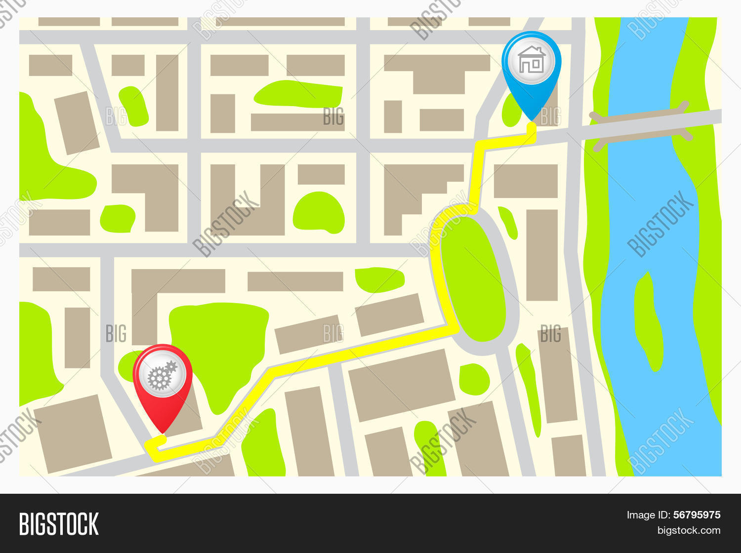 Route On Map City Vector & Photo (Free Trial) | Bigstock