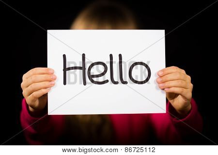 Child Holding Hello Image & Photo (Free Trial) | Bigstock