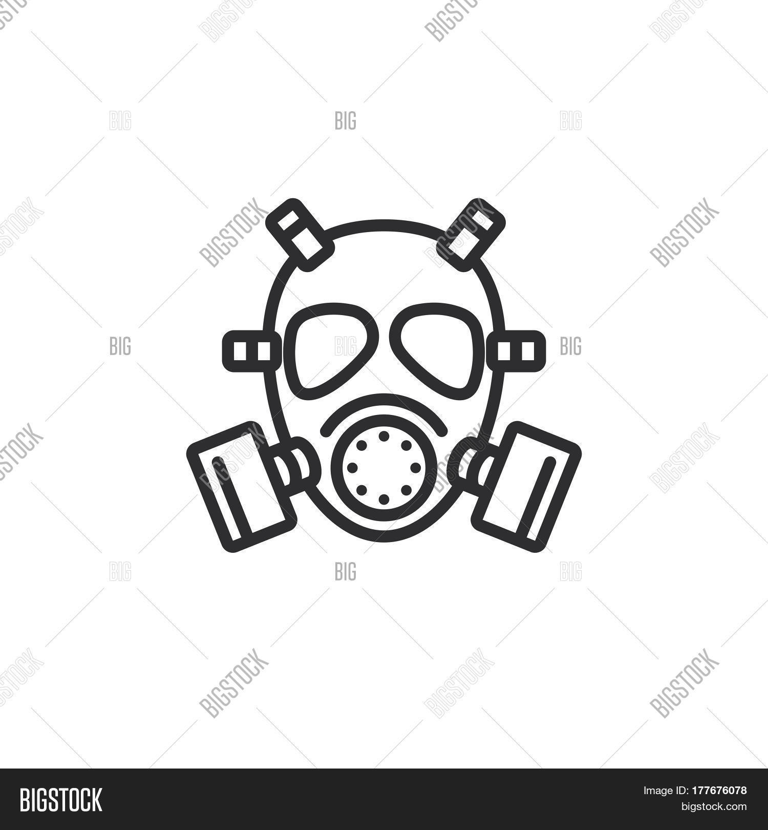 Gas Mask Line Icon Vector & Photo (Free Trial) | Bigstock