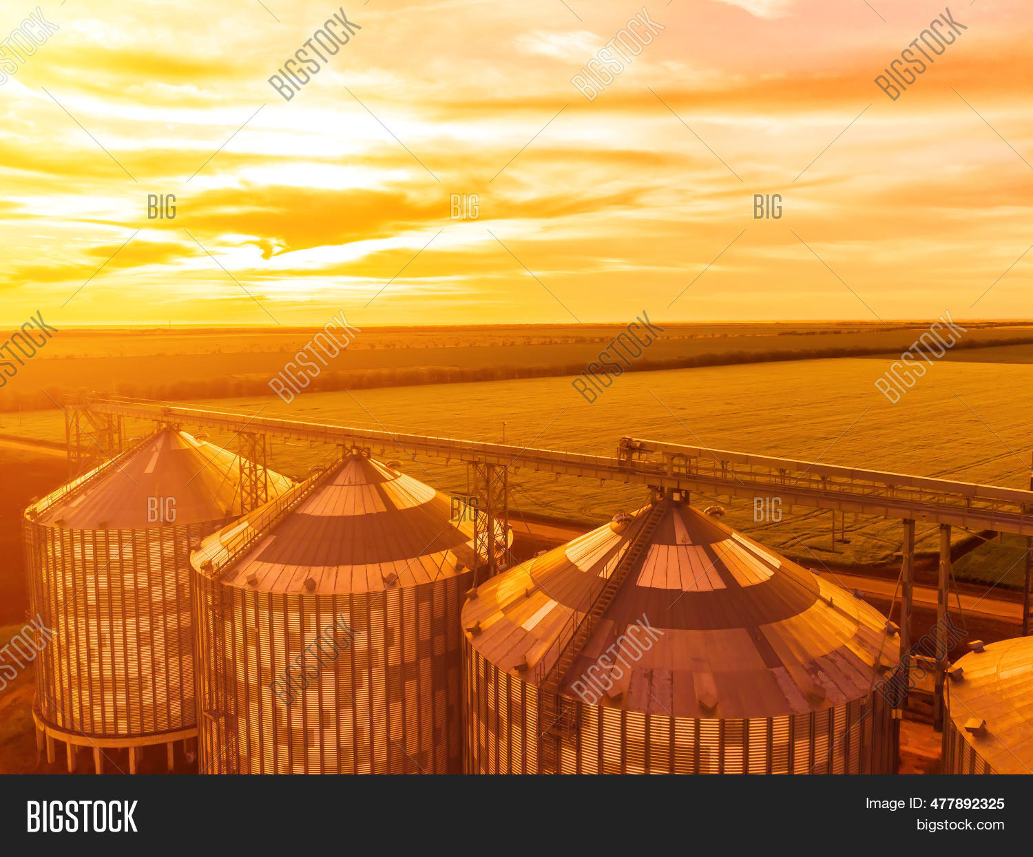 Grain Silos On Green Image & Photo (Free Trial) | Bigstock