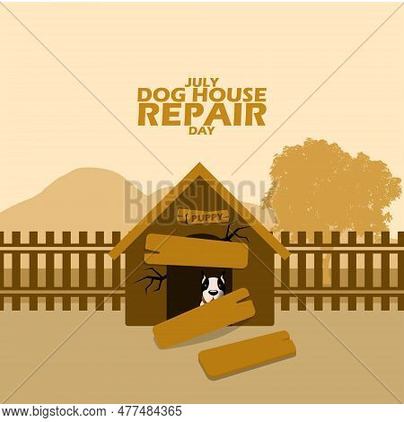 Broken Looking Dog Kennel With Cute Dog Inside With View Of Mountains ...