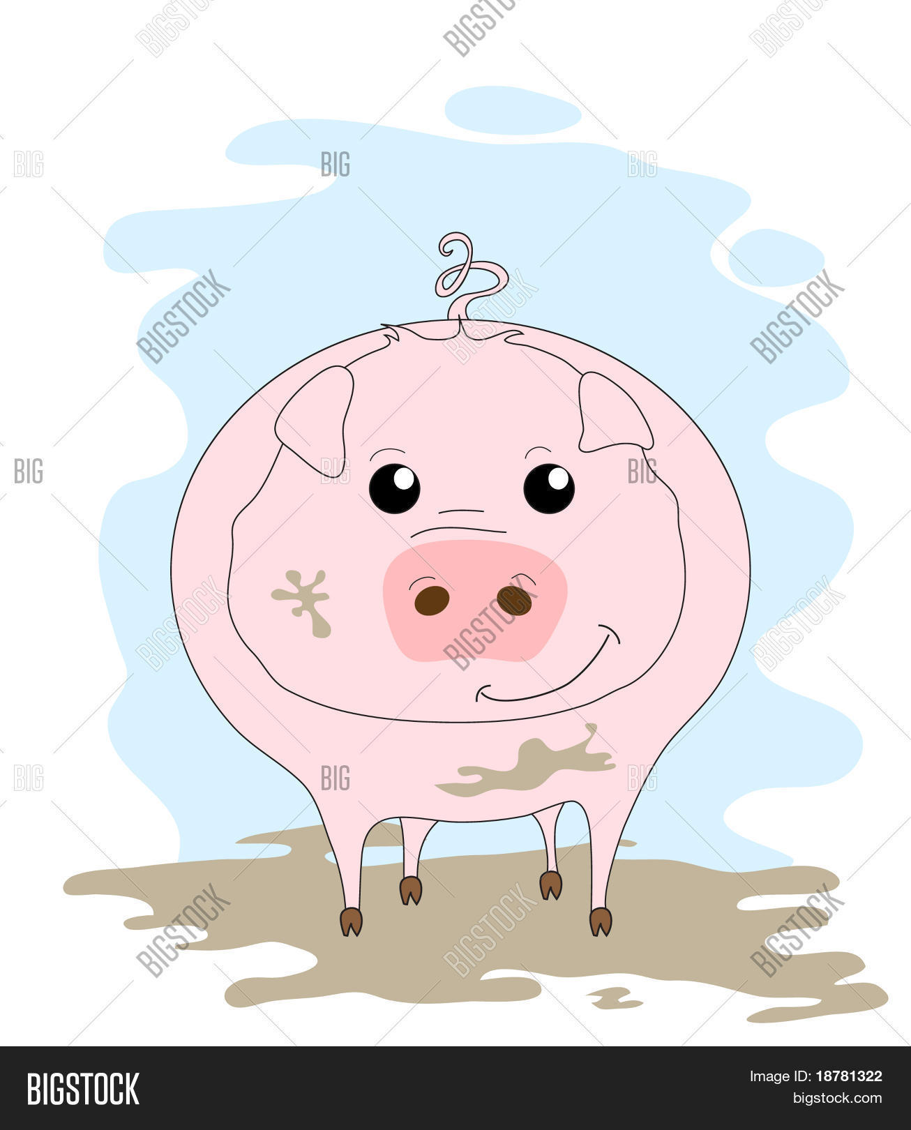 Cute Pig Mud Cartoon Vector & Photo (Free Trial) | Bigstock