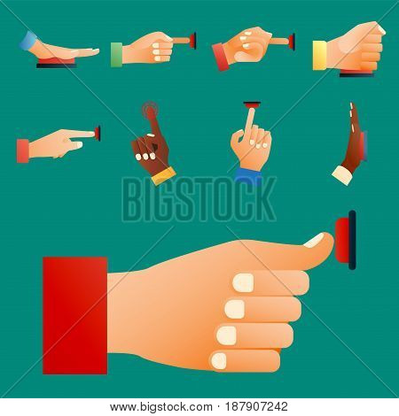 Hand Press Red Button Vector & Photo (Free Trial) | Bigstock
