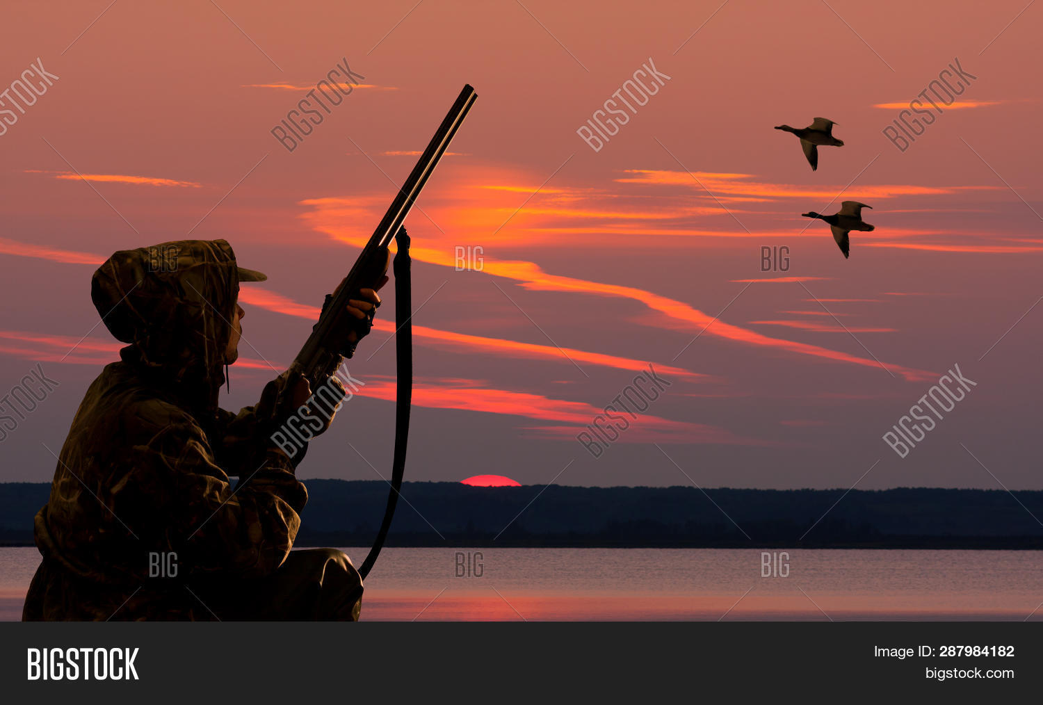 Silhouette Duck Hunter Image & Photo (Free Trial) | Bigstock