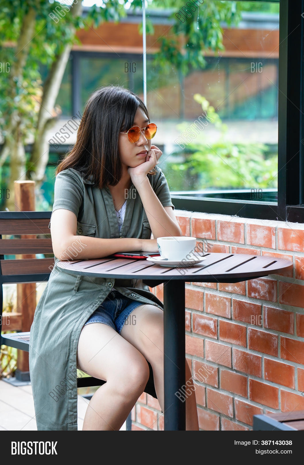 Woman Sitting Cafe Image & Photo (Free Trial) | Bigstock