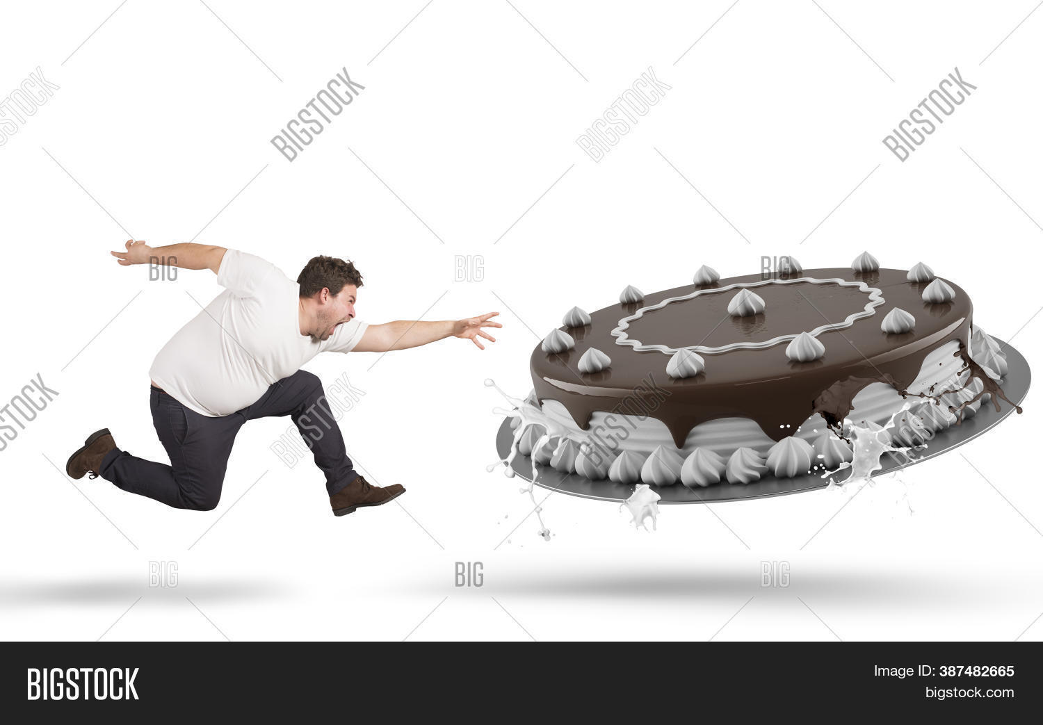 Fat Man Runs Fast Eat Image & Photo (Free Trial) | Bigstock