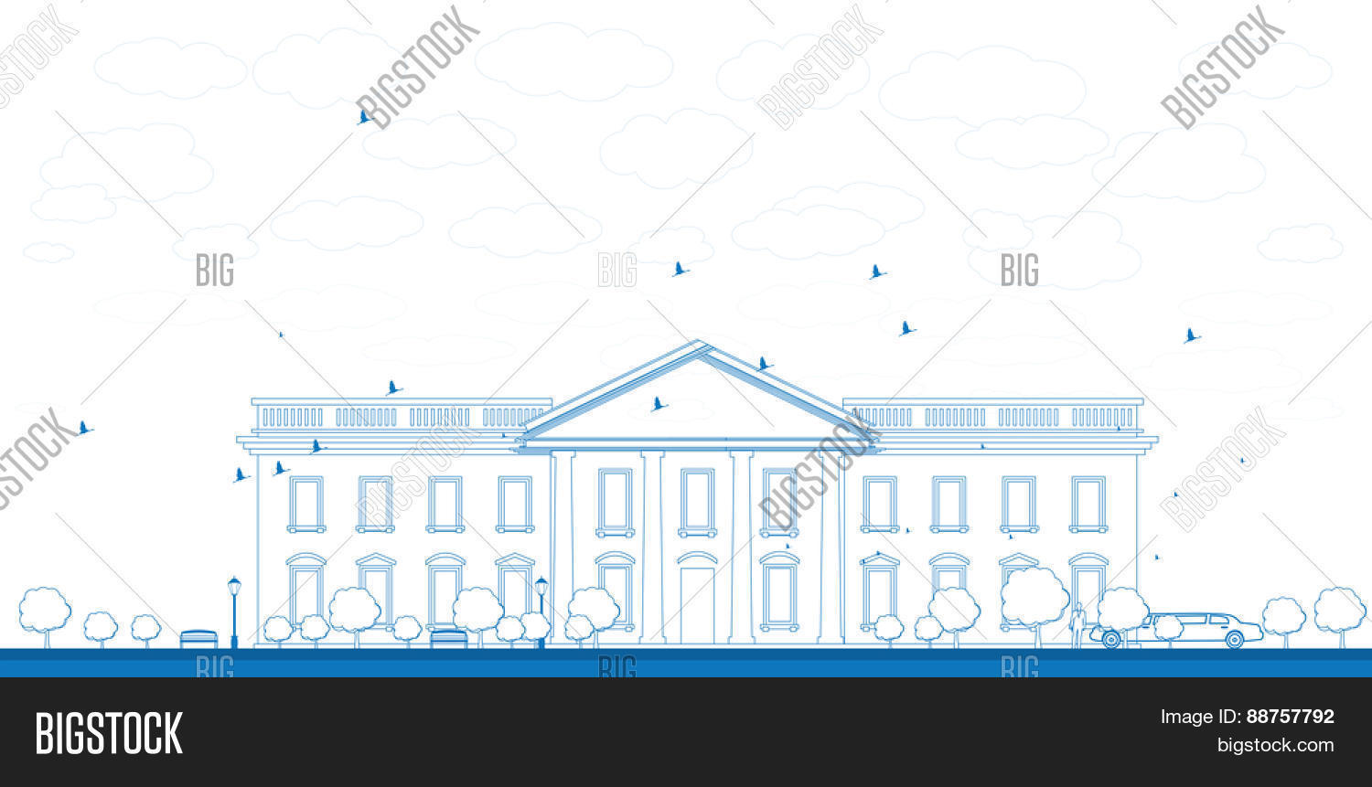 Outline White House Vector & Photo (Free Trial) | Bigstock