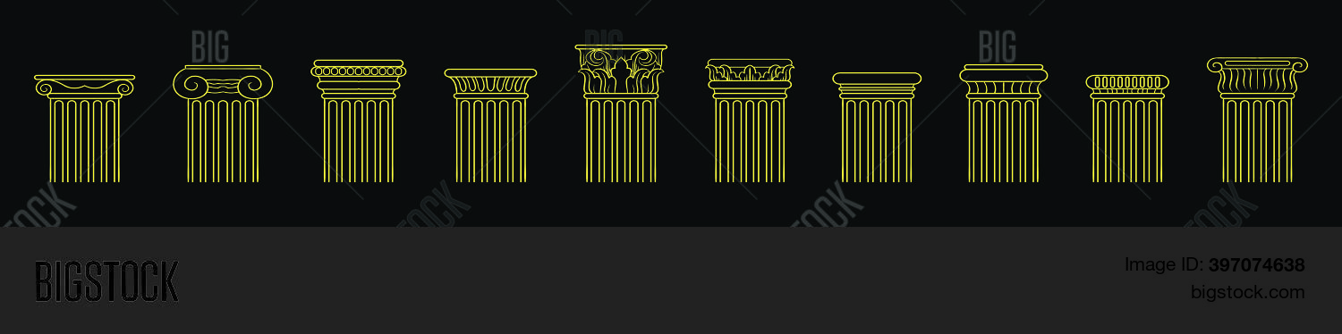 Set Pillars Cartoon Vector & Photo (Free Trial) | Bigstock