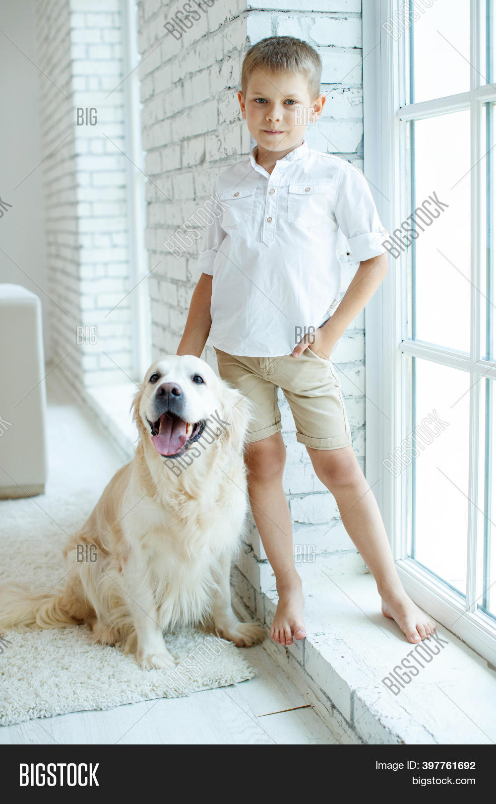 Little Boy Dog Home On Image & Photo (Free Trial) | Bigstock