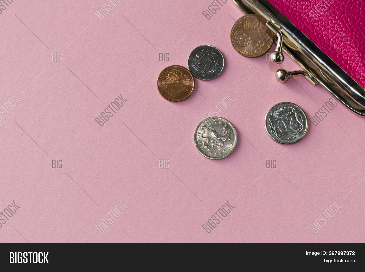 Wallet Coins On Pink Image & Photo (Free Trial) | Bigstock