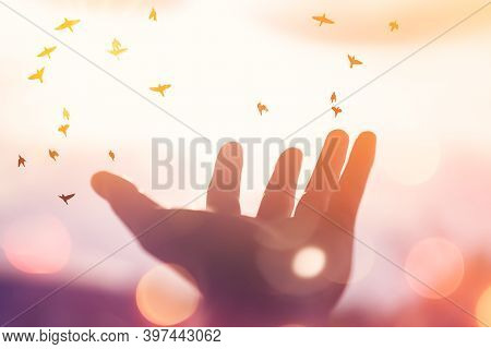 Man Raise Open Hand Image & Photo (Free Trial) | Bigstock
