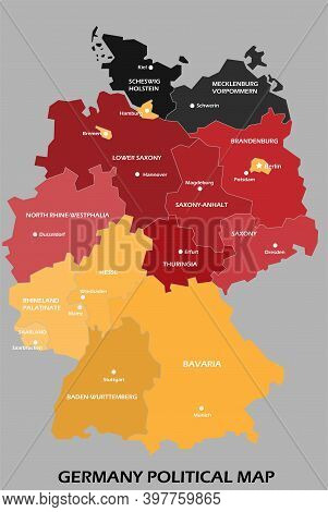 Germany Political Map Vector & Photo (Free Trial) | Bigstock