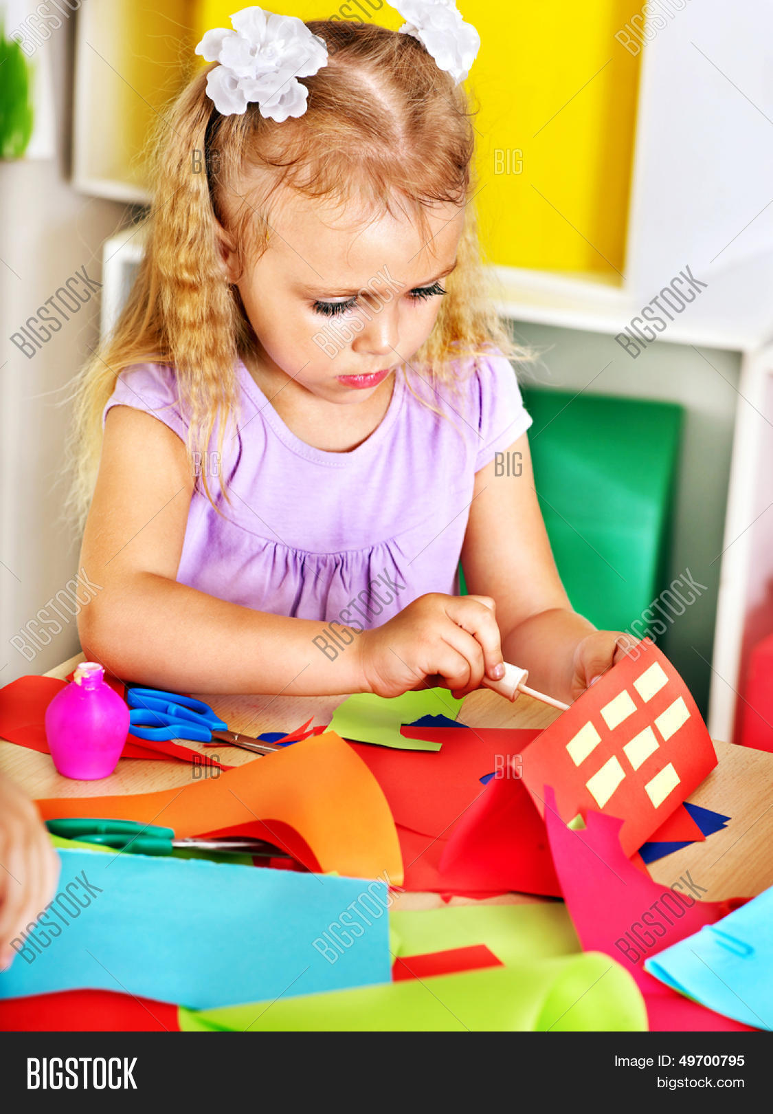 Child Girl Glue Paper Image & Photo (Free Trial) | Bigstock