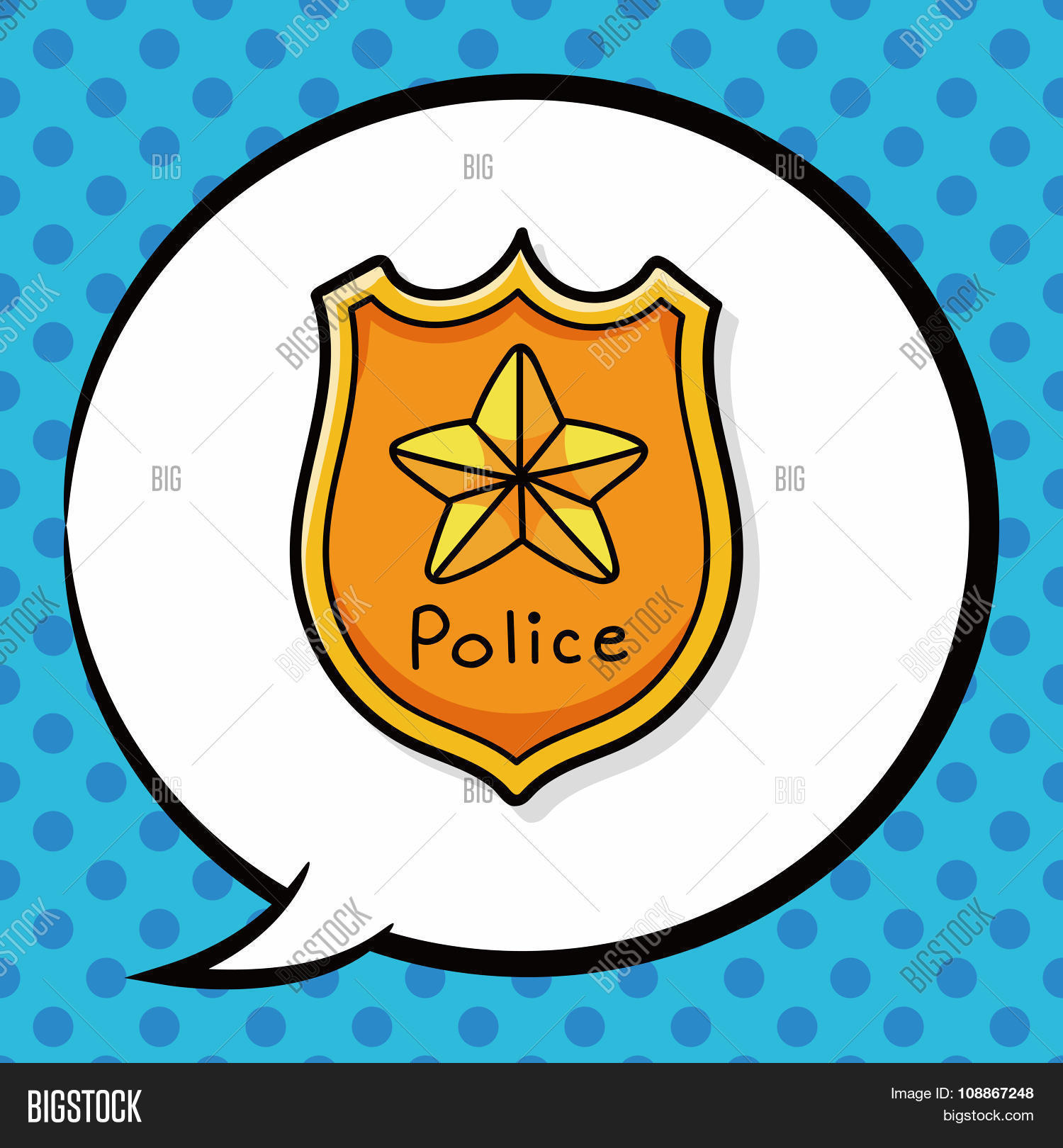 Police Badge Doodle Vector & Photo (Free Trial) | Bigstock
