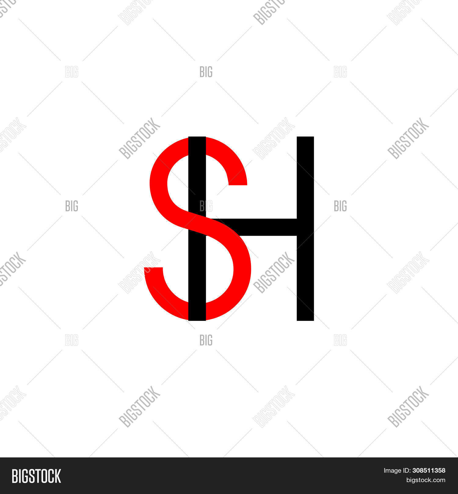 Letter Sh Linked Logo Vector & Photo (Free Trial) | Bigstock