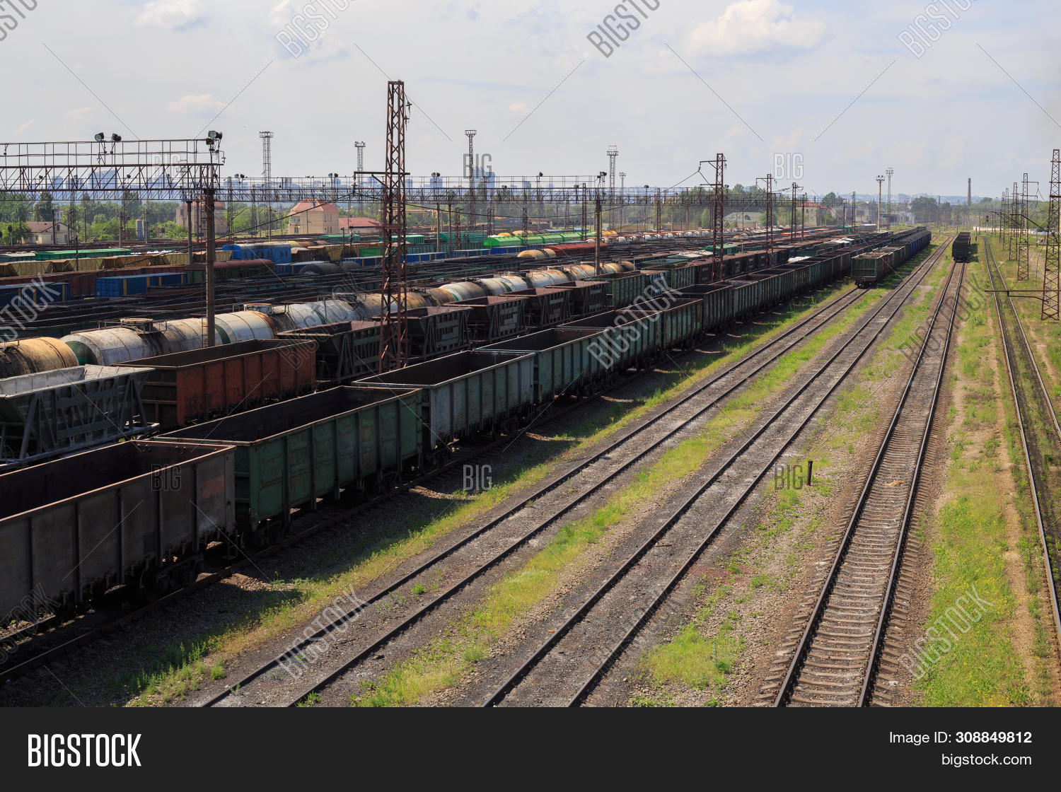 Freight Trains On City Image & Photo (Free Trial) | Bigstock