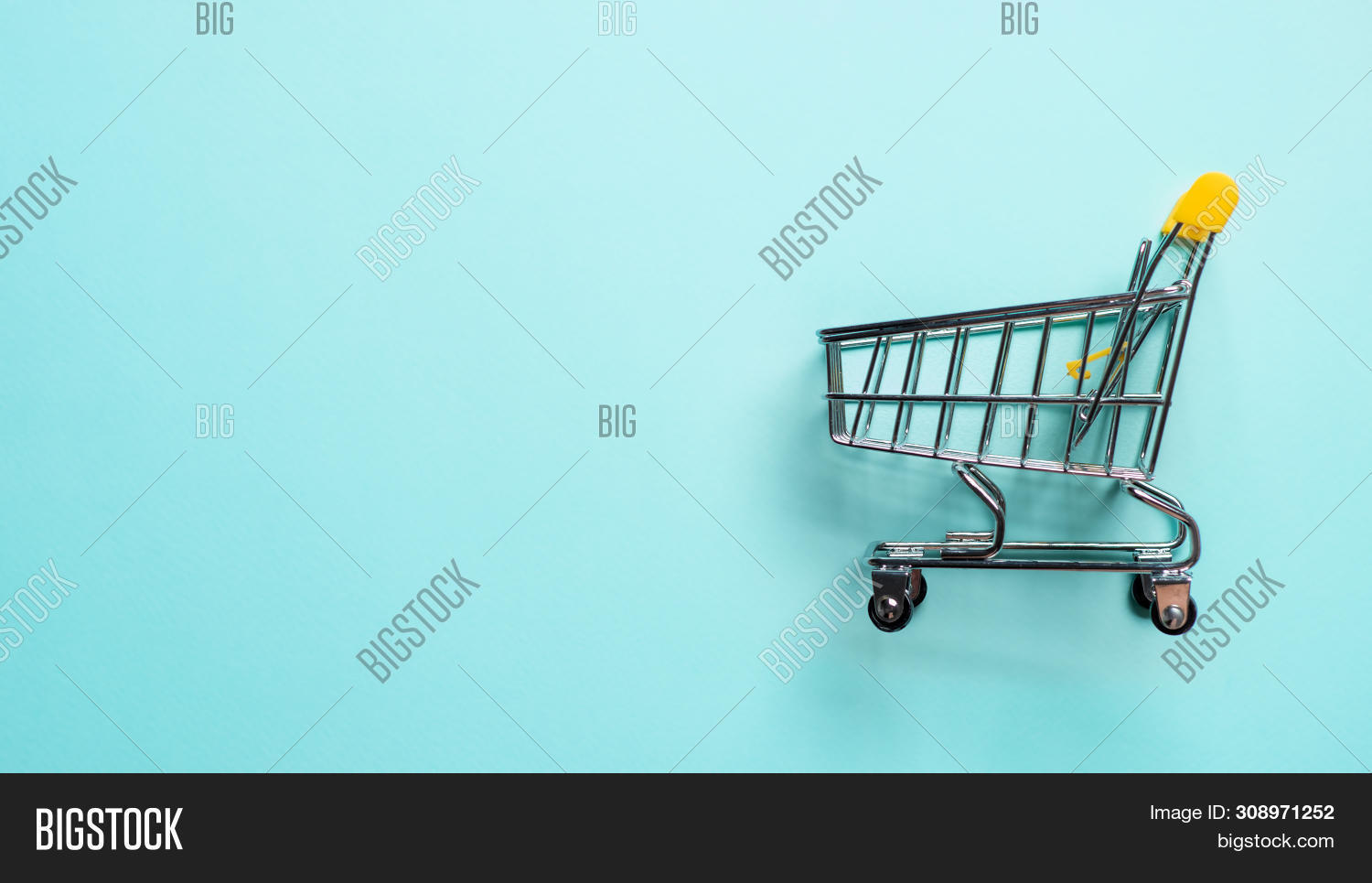 Shopping Cart On Blue Image & Photo (Free Trial) | Bigstock
