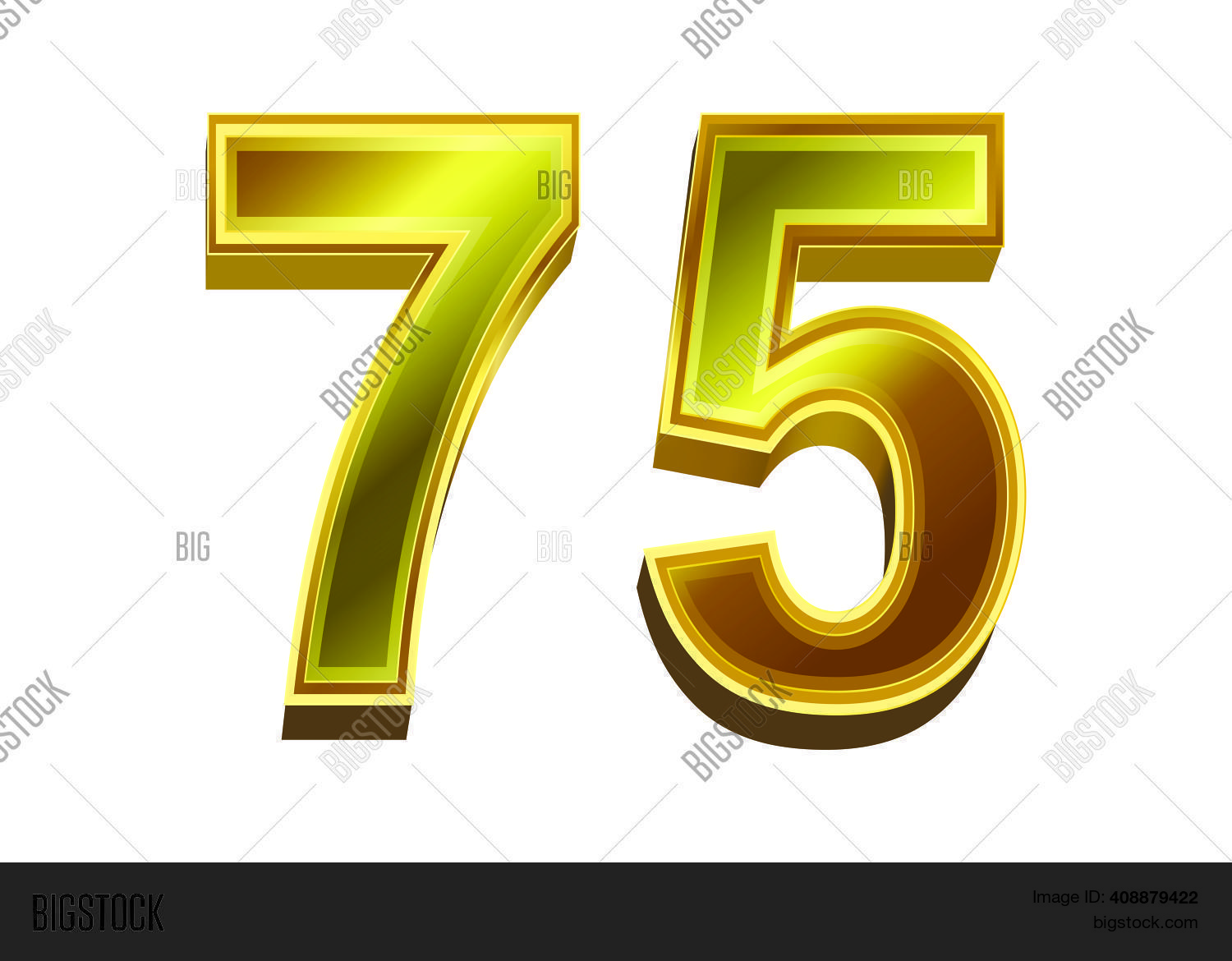 3d Golden Number 75 Vector & Photo (Free Trial) | Bigstock