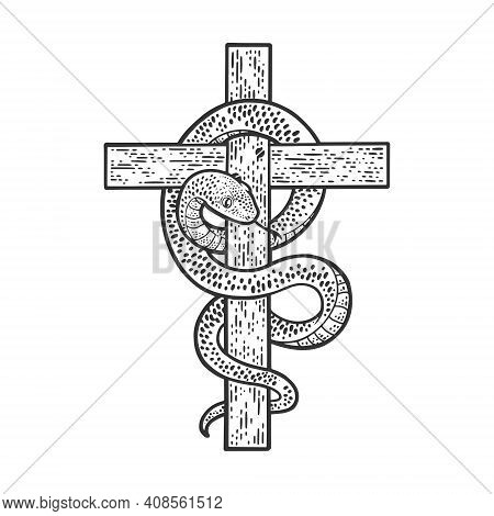 Snake On Cross Sketch Vector & Photo (Free Trial) | Bigstock