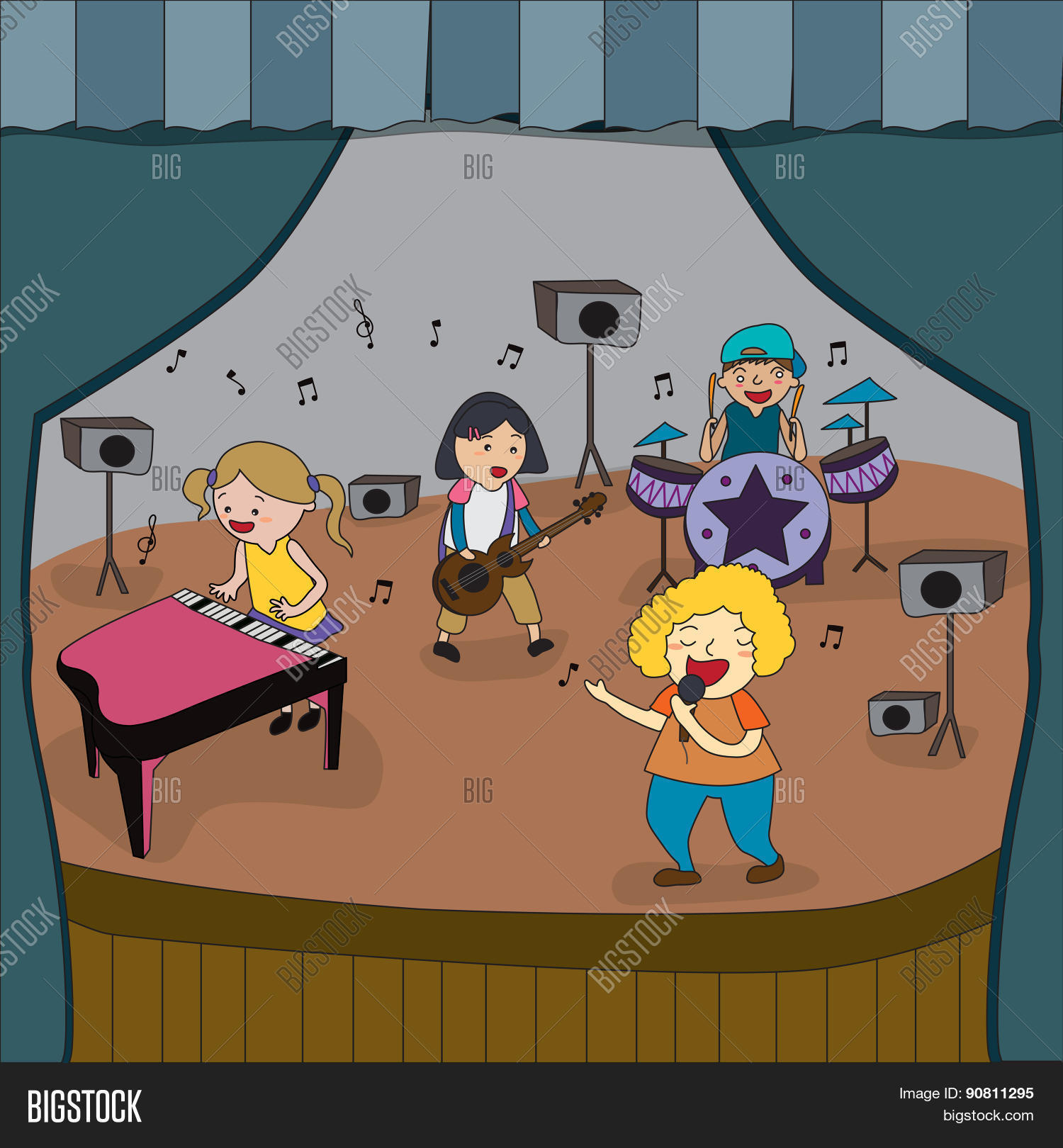Cartoon Children Band Vector & Photo (Free Trial) | Bigstock