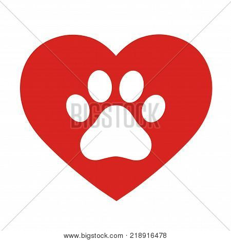 Dog Paw Heart Silhouette
