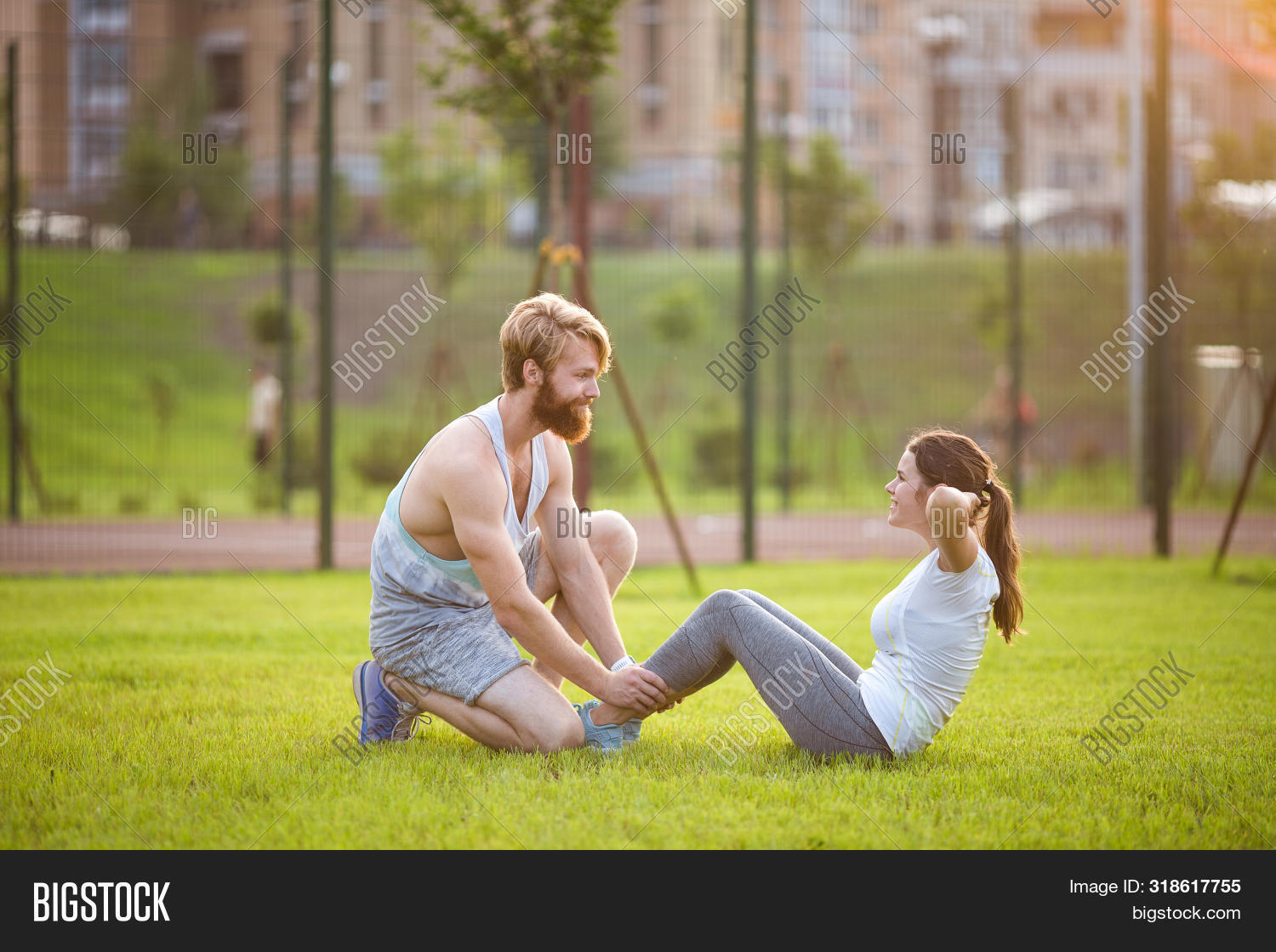 Sit Ups Fitness Couple Image & Photo (Free Trial) | Bigstock