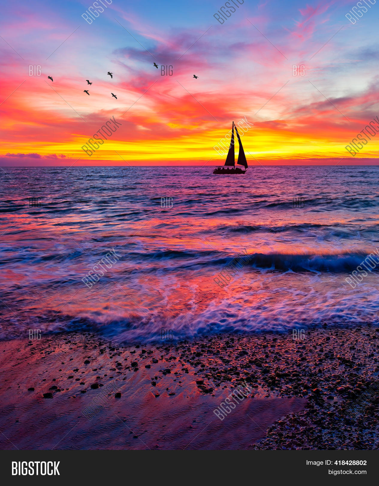 Colorful Ocean Sunset Image & Photo (Free Trial) | Bigstock