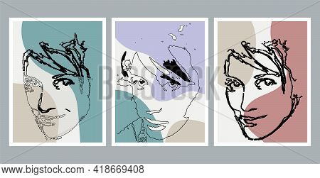 Modern Art Face. Set Vector & Photo (Free Trial) | Bigstock