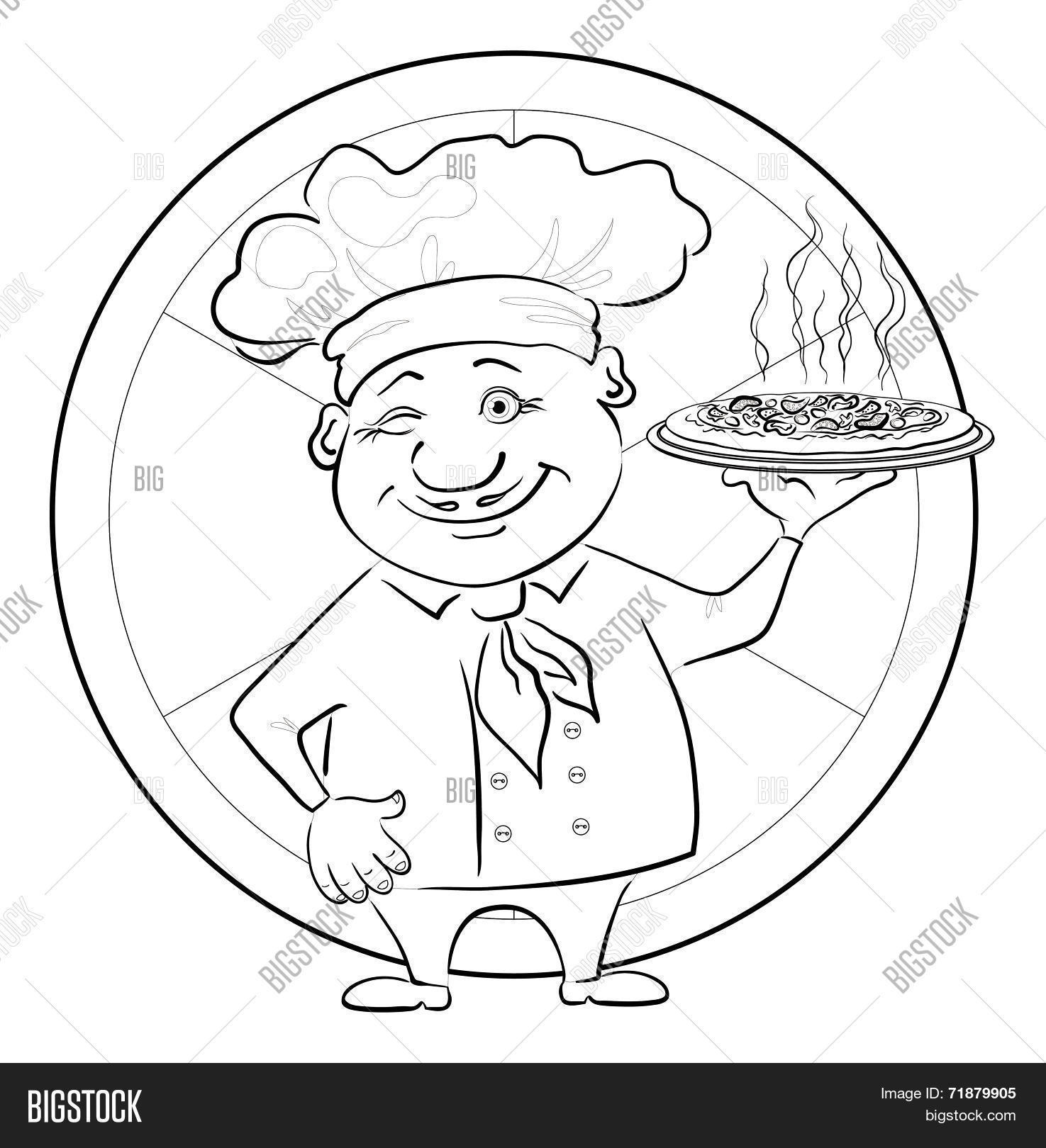 Cook Pizza, Outline Vector & Photo (Free Trial) | Bigstock