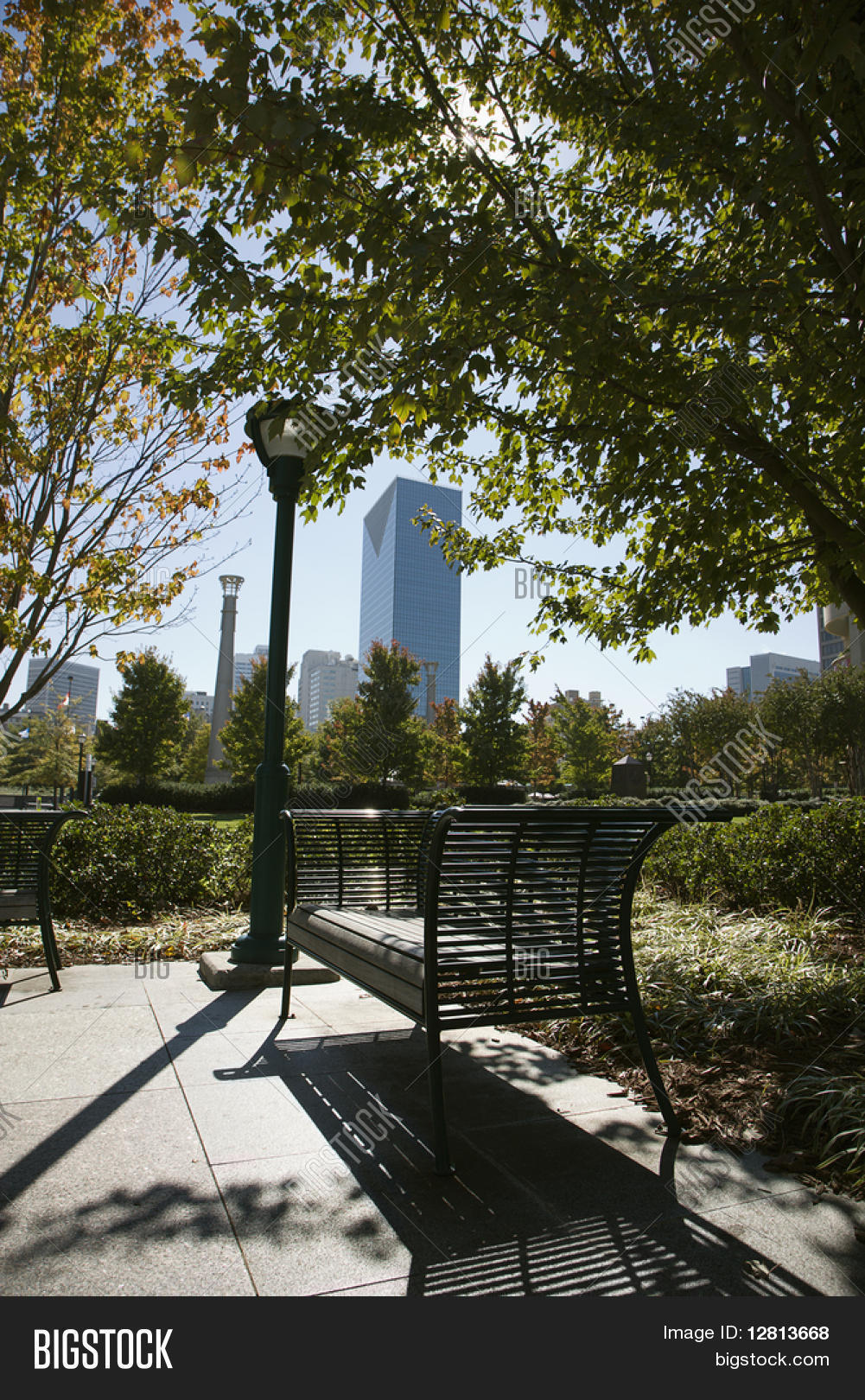 Empty Bench Urban Park Image & Photo (Free Trial) | Bigstock