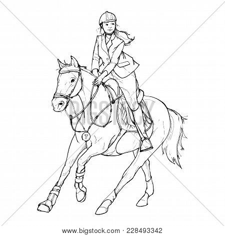 Female Rider Outline Vector & Photo (Free Trial) | Bigstock