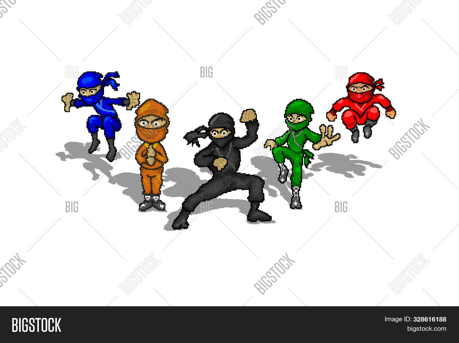 Pixel Art Ninjas Image & Photo (Free Trial) | Bigstock