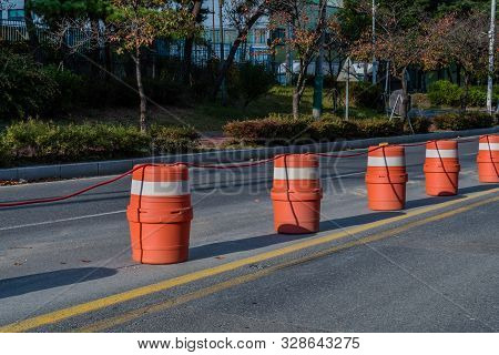 Orange Traffic Barrels Image & Photo (Free Trial) | Bigstock